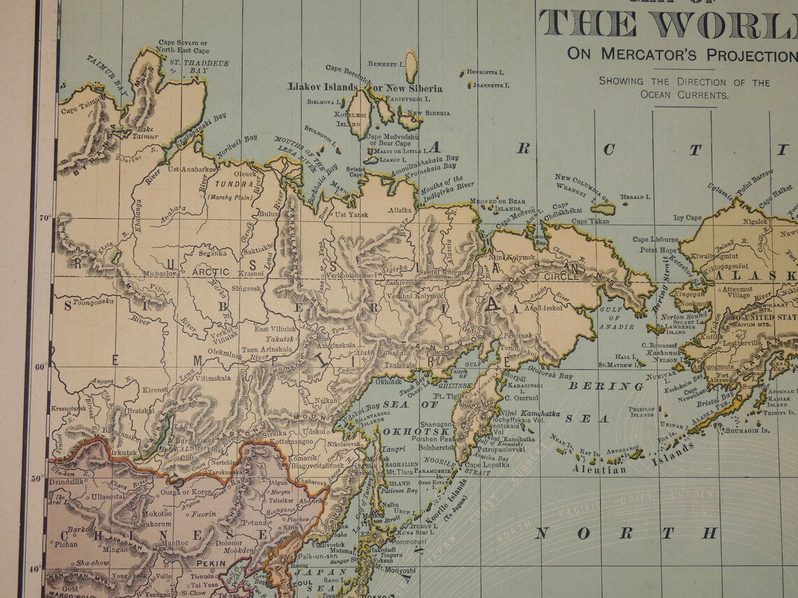 Large 1892 World Map on Mercators Projection Rand Mcnally - Etsy