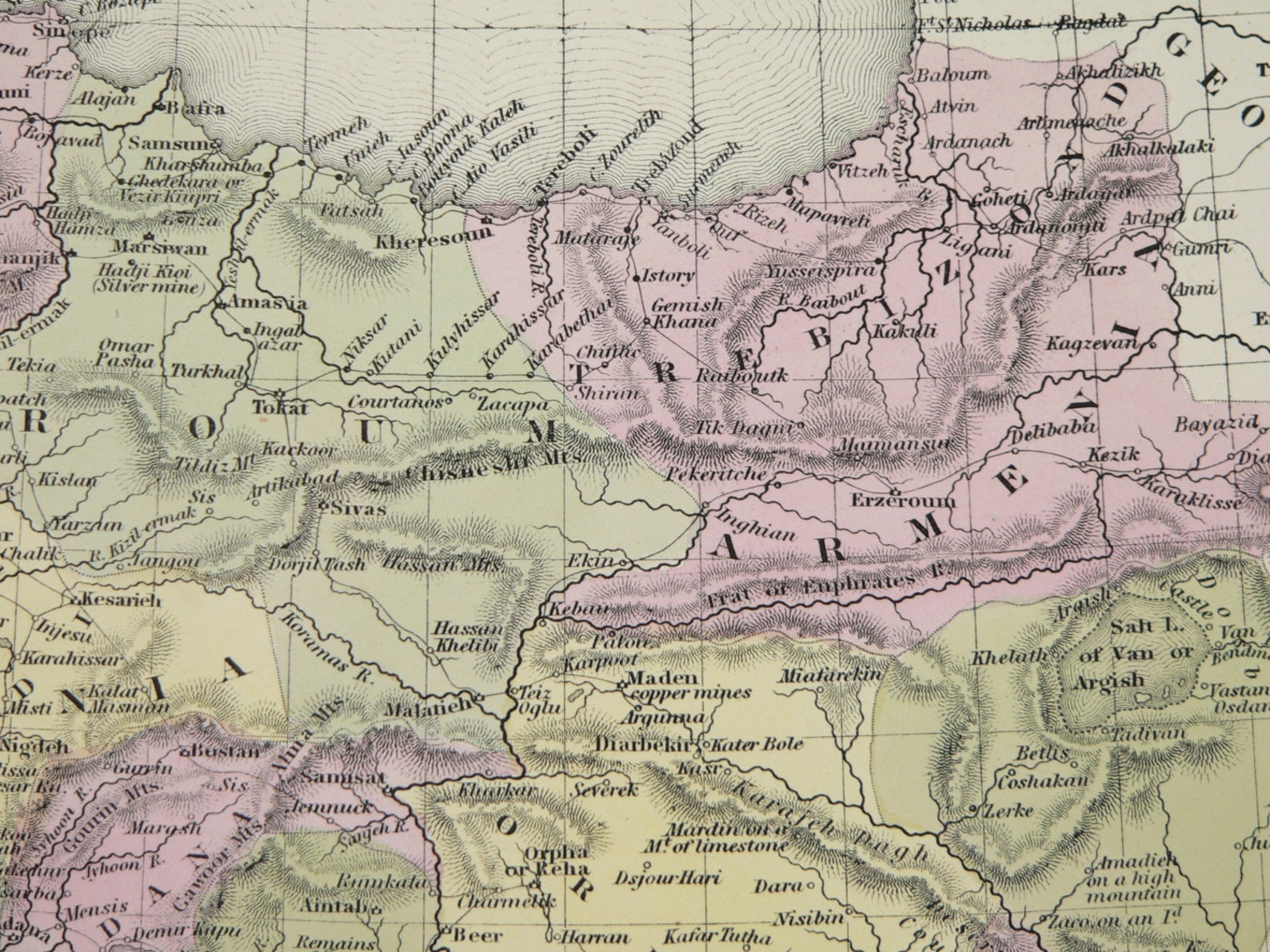 1800s Antique Turkey Map Iraq Syria Map Palestine Middle | Etsy