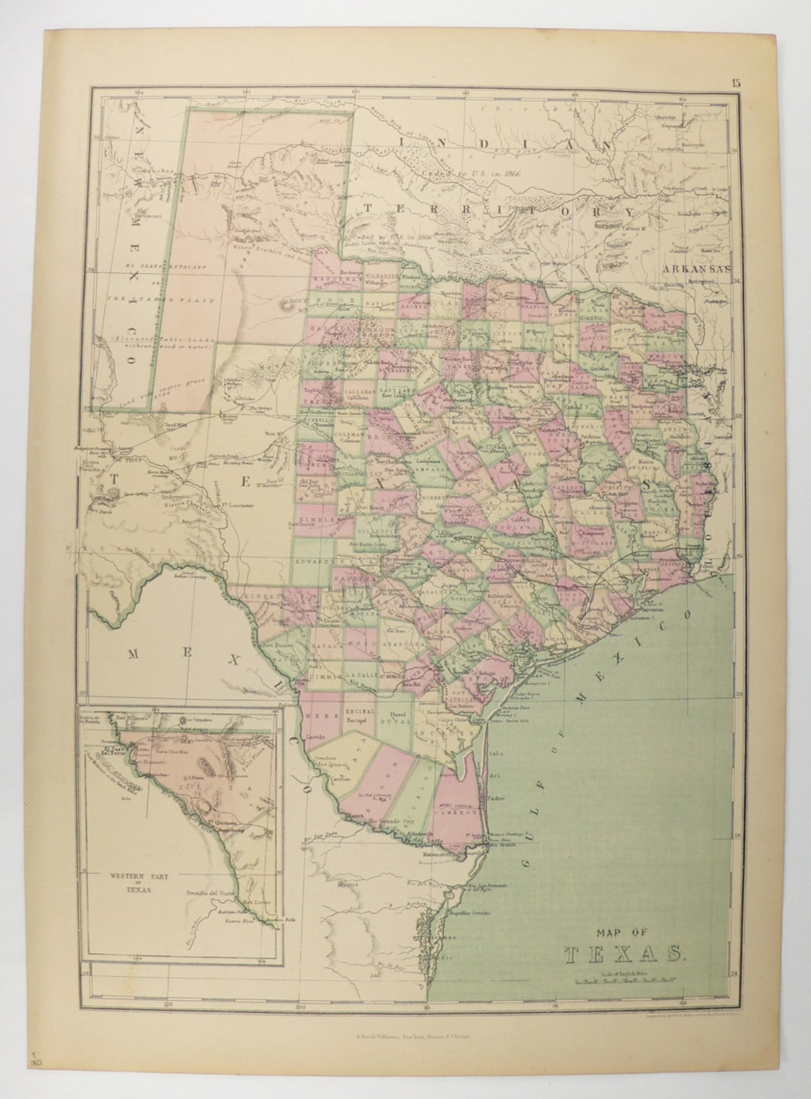 Antique Texas Map 1873 Handcolored Map of Texas Lone Star - Etsy