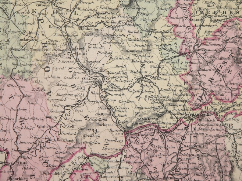 Antique Western Germany Map, 1881 Colton Atlas, Hand-colored - Etsy