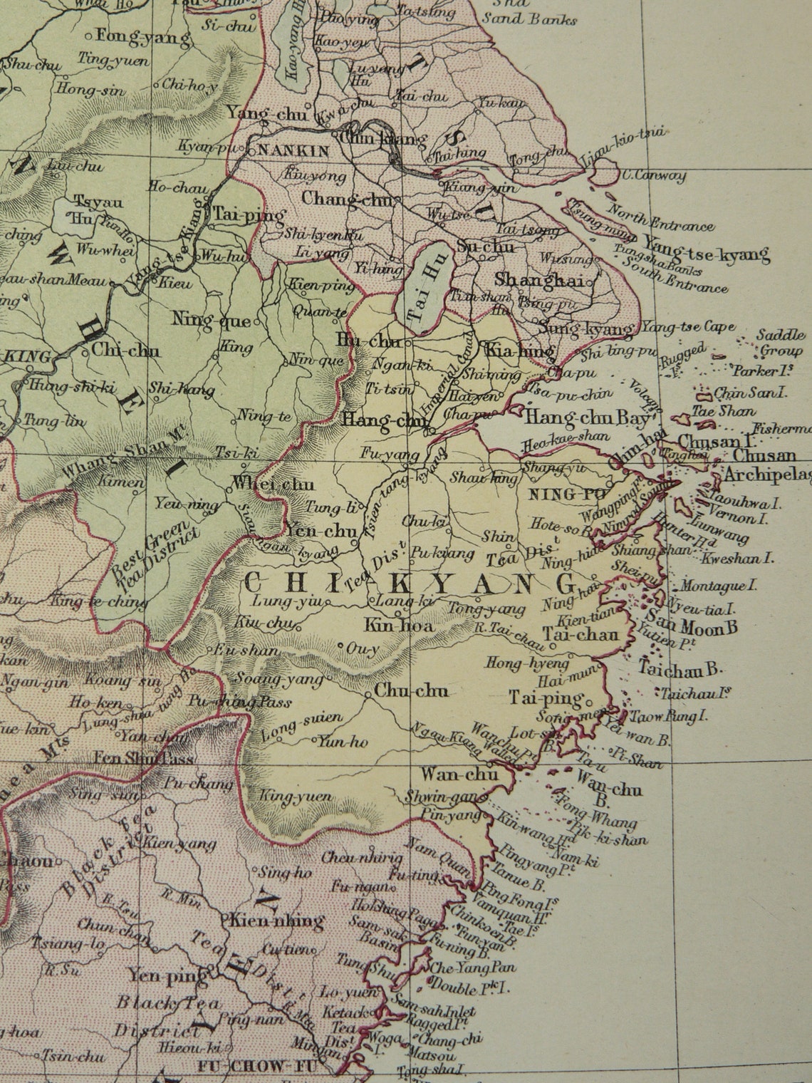 Large Antique Map of China, Original Vintage China Map With Formosa ...