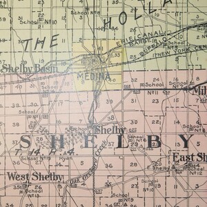 Large Vintage Map Orleans County New York Map, 1912 NY County Map ...