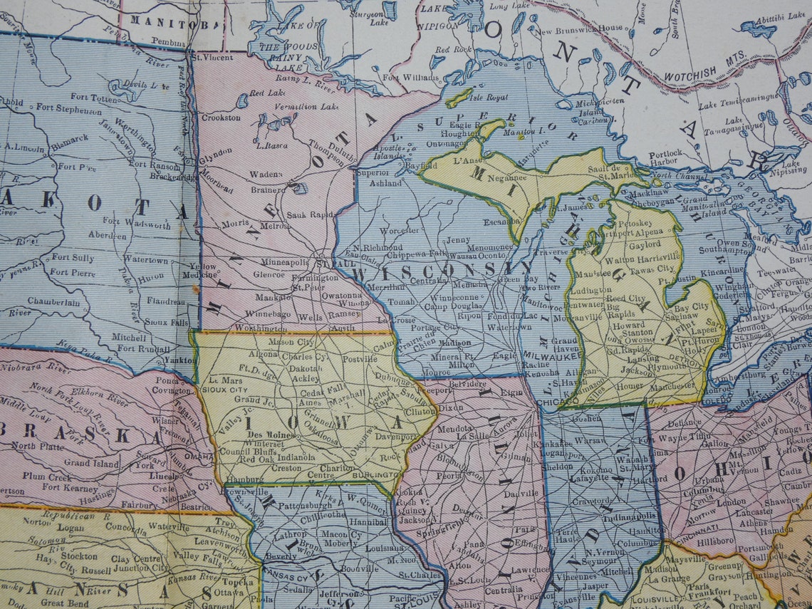 Antique United States Map 1884 Cram Map of the United - Etsy