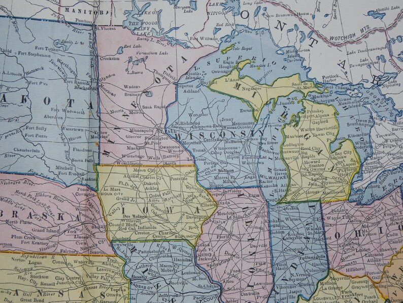 Antique United States Map 1884 Cram Map of the United - Etsy