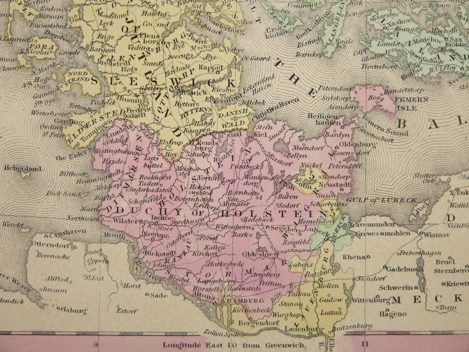 Original Antique Map Denmark 1853 Mitchell Map Old World Map | Etsy