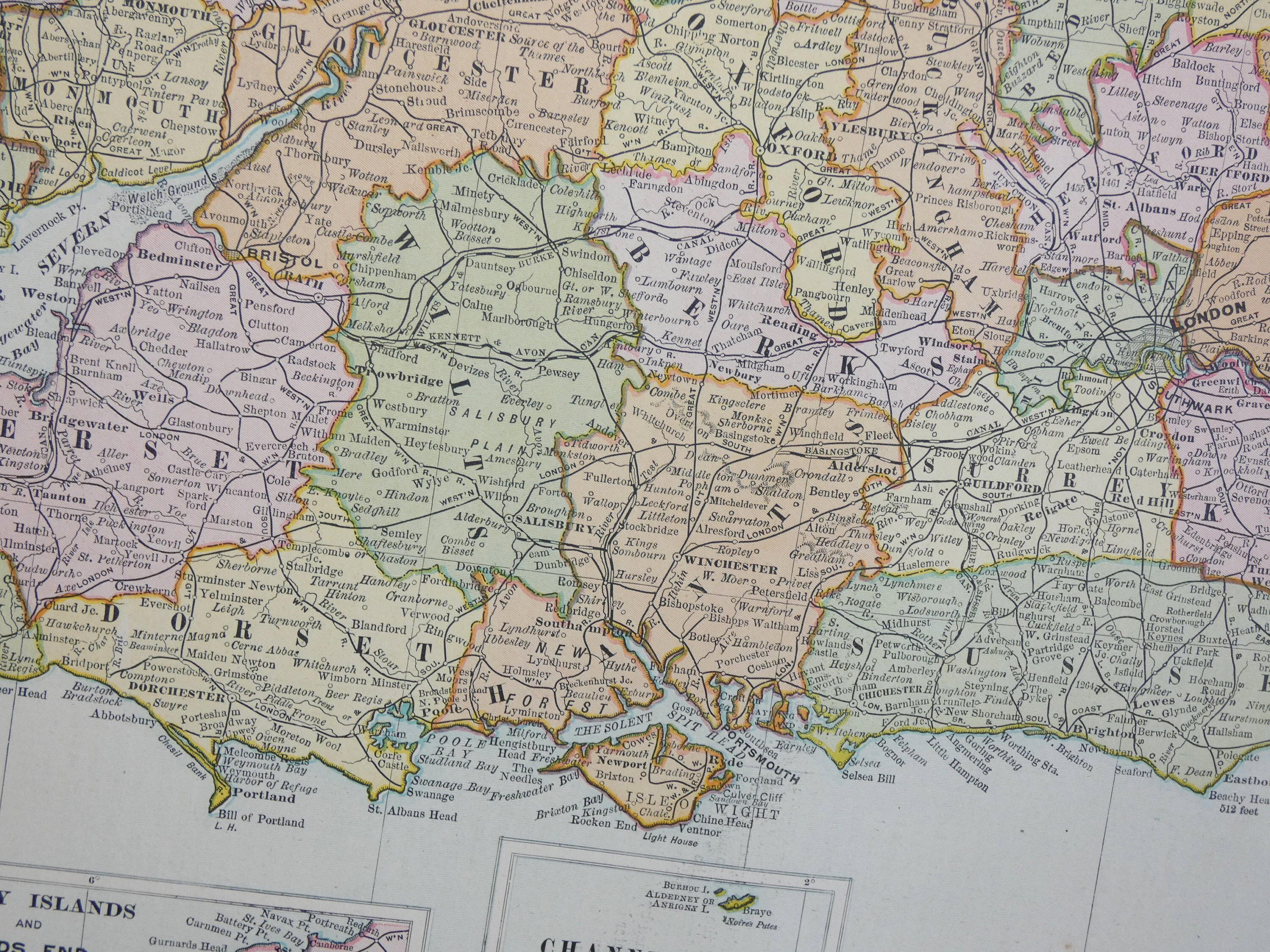 Large Map of England 1892 Original Vintage Map United | Etsy