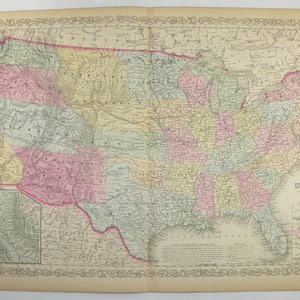 1858 Antique US Map, Mitchell Desilver, Hand-colored Engraving - Etsy