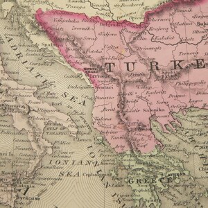 Old World Europe Map, 1867 Johnson Map, Europe Vintage Decor, 1st ...