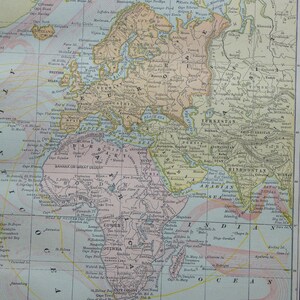 Vintage Map of the World 1889 World Map on Mercators Projection, Ocean ...