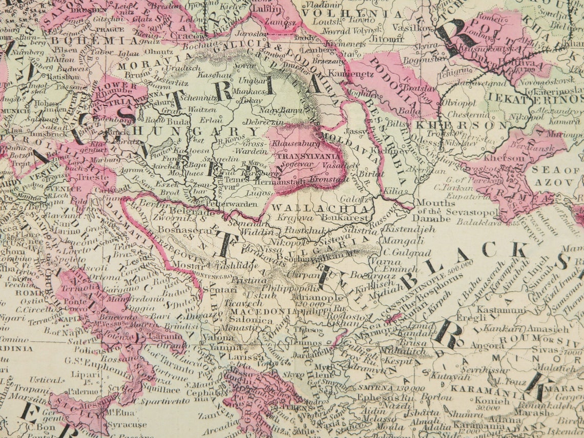 Antique Europe Map Large Vintage Map of Europe 1864 Johnson | Etsy