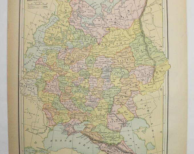 Vintage Russia Map and Austria Map 1888 Original Antique Map of Russia ...