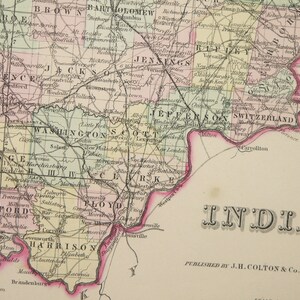 1856 Colton Indiana Map, Original Antique Map of Indiana State, 1st ...
