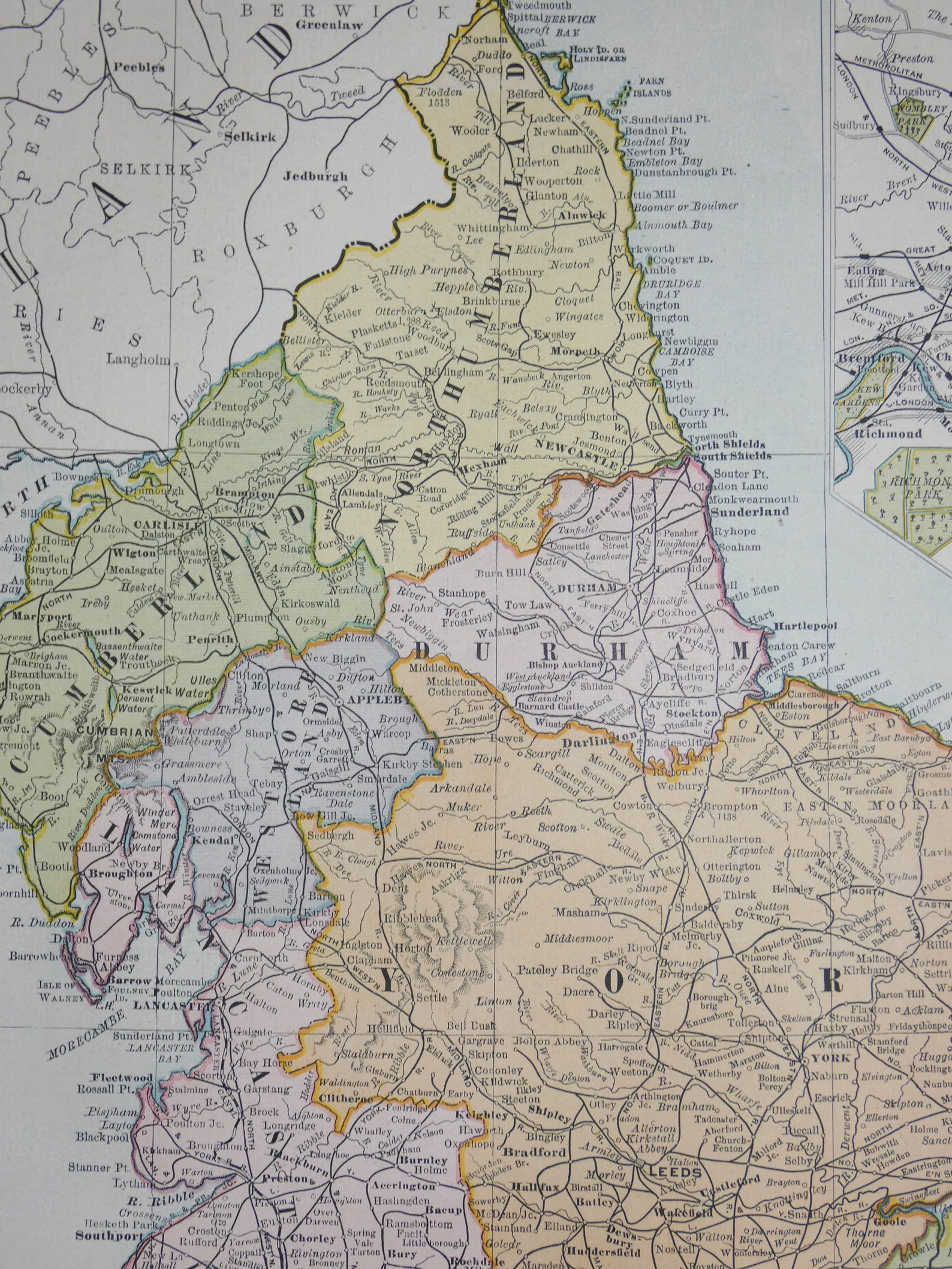 Large Map of England 1892 Original Vintage Map, United Kingdom, Great ...