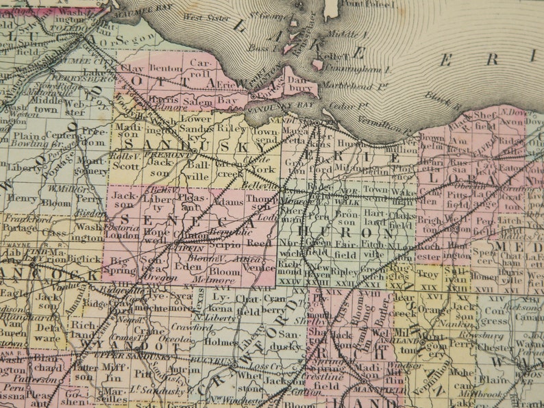 Antique Ohio Map 1856 Colton Map Original Vintage Map | Etsy