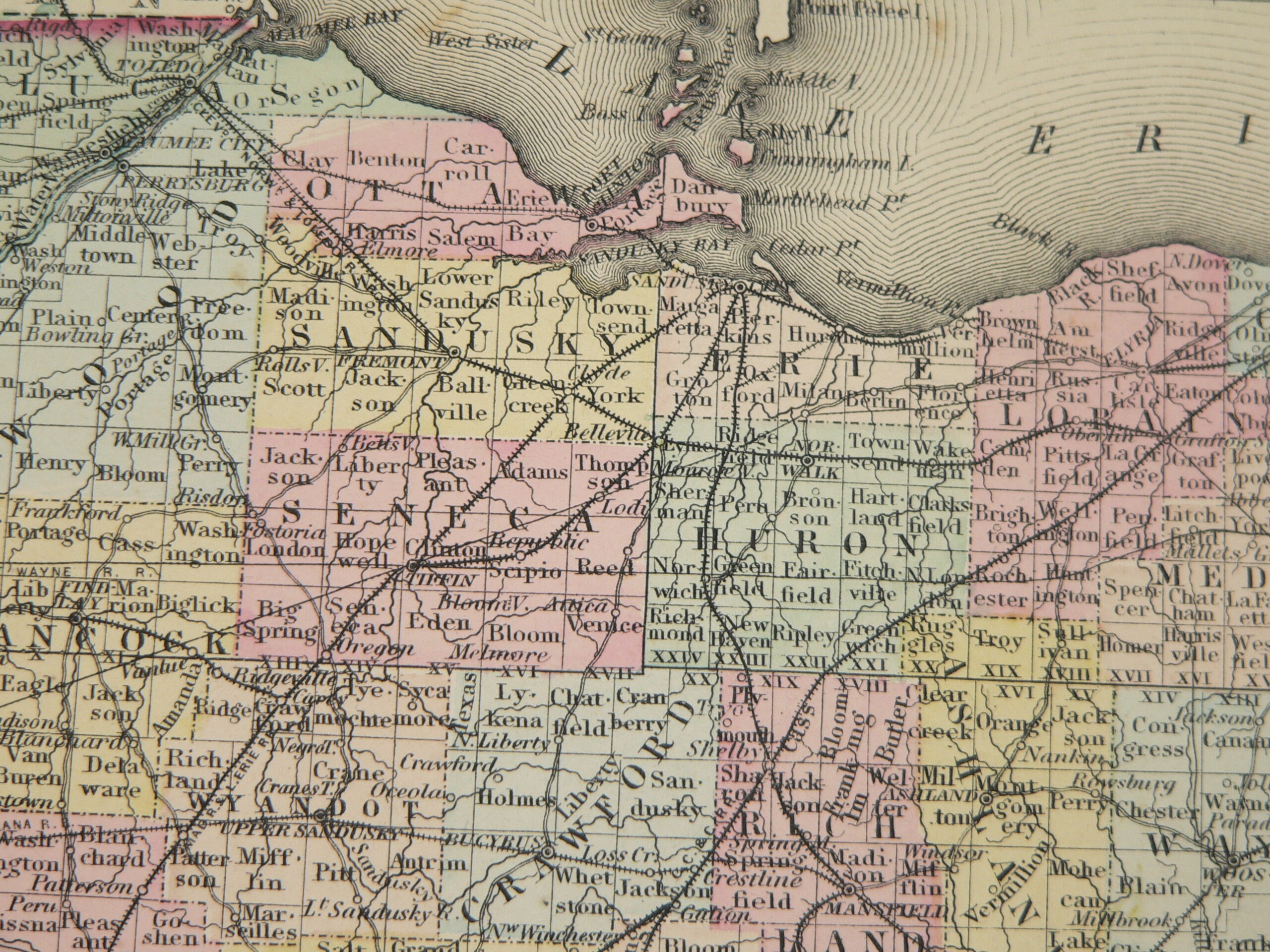 Antique Ohio Map 1856 Colton Map, Original Vintage Map, Vintage Decor ...