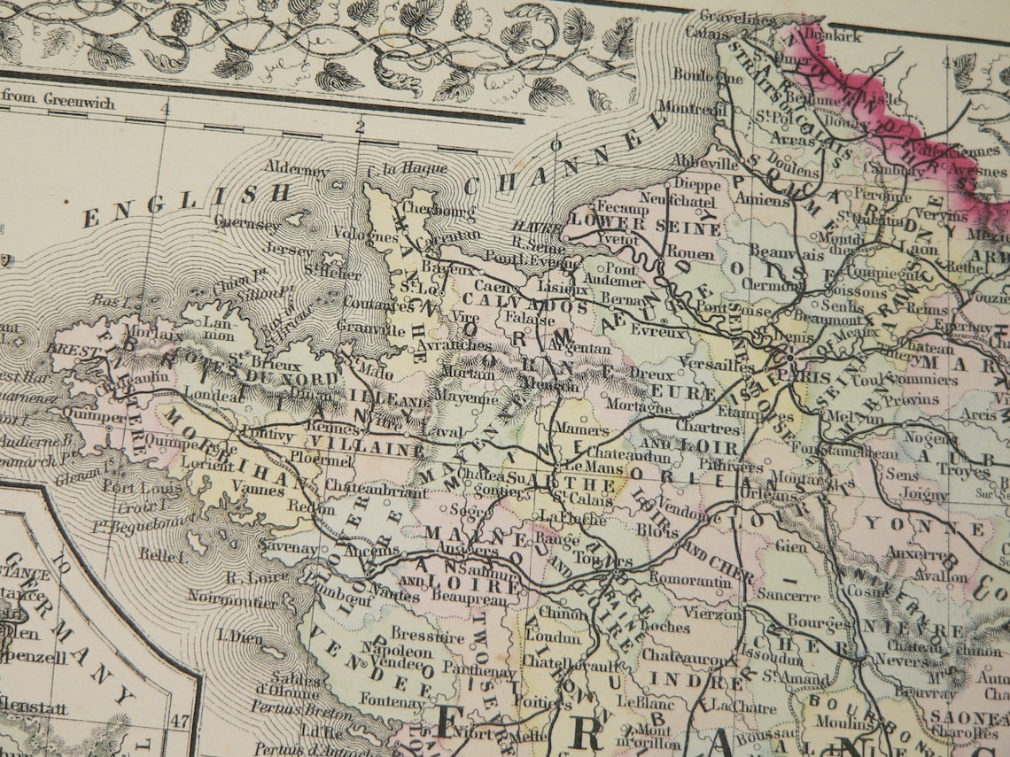 1872 Mitchell Map of France Spain Map Portugal Europe Travel | Etsy