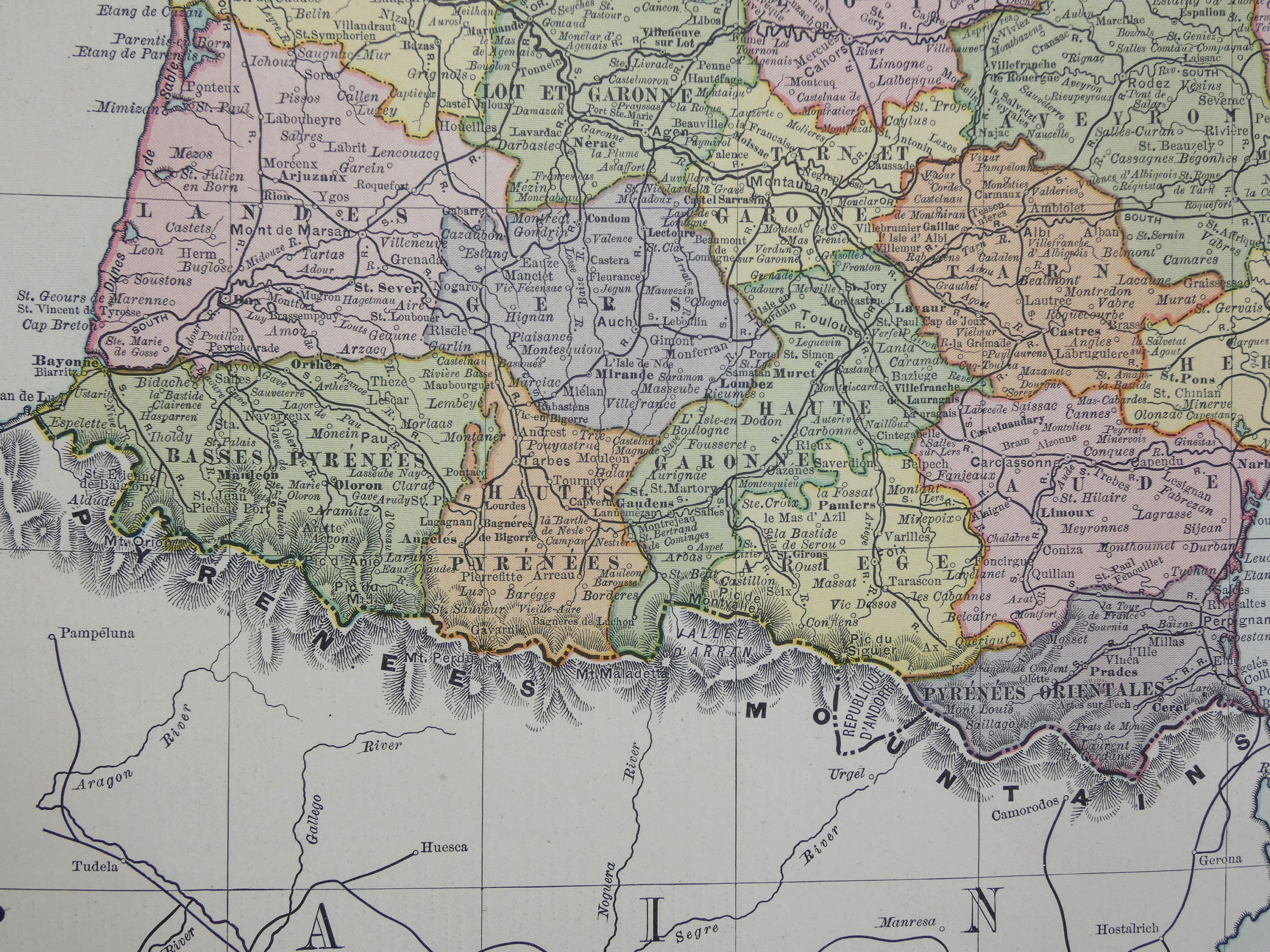 1892 Large Map of France Original Antique Rand McNally France | Etsy