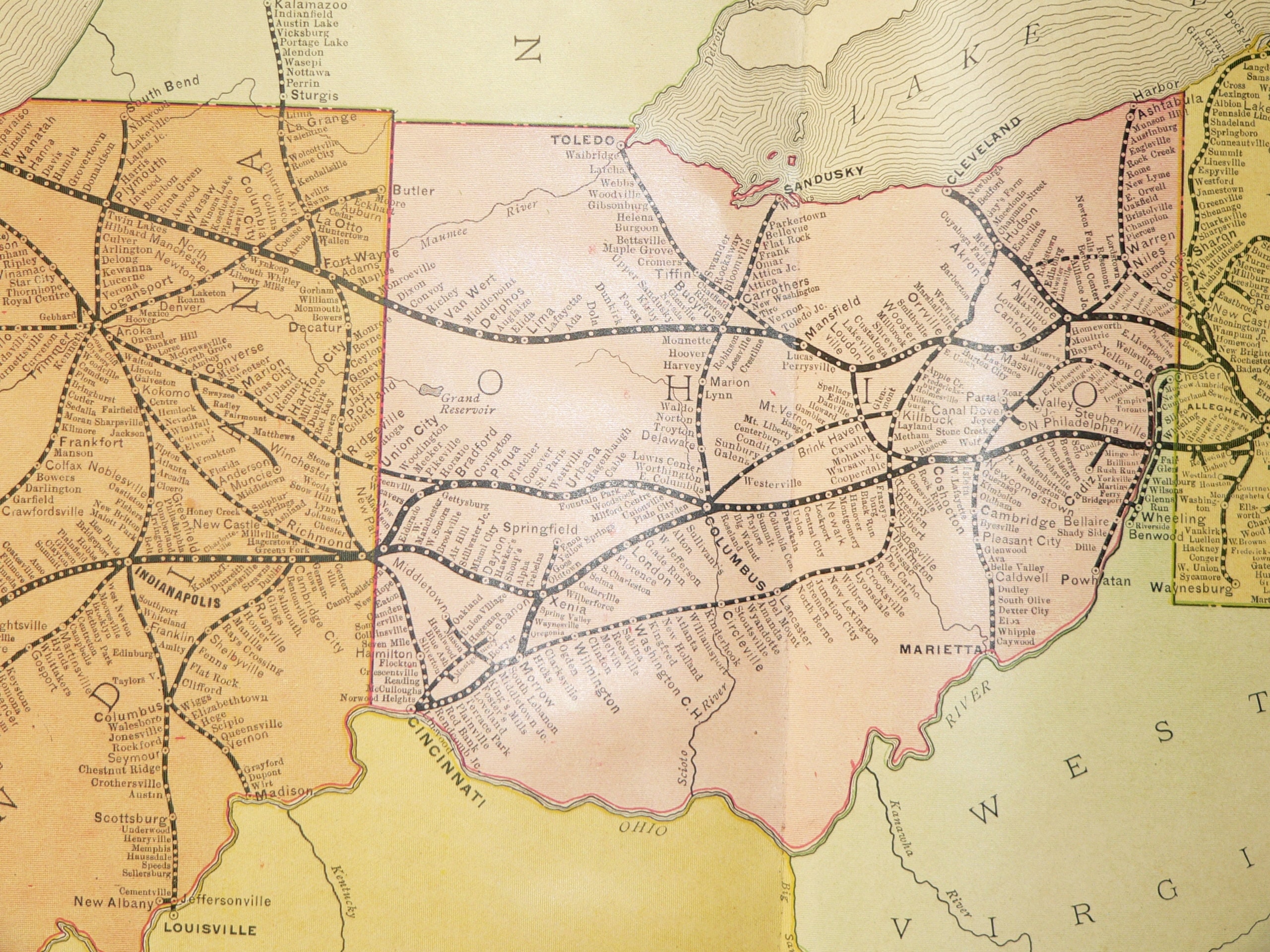 Large Pennsylvania Railroad Map, Original Antique Map 1908 Rand Mcnally ...