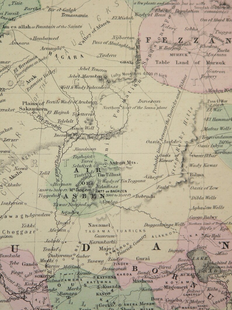 Antique NW Africa Map Sahara Desert Map Sudan Liberia Map - Etsy