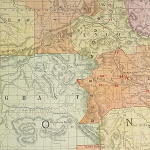 1903 Large Oregon Map, Antique Map of Oregon, OR Railroad Map, Office ...