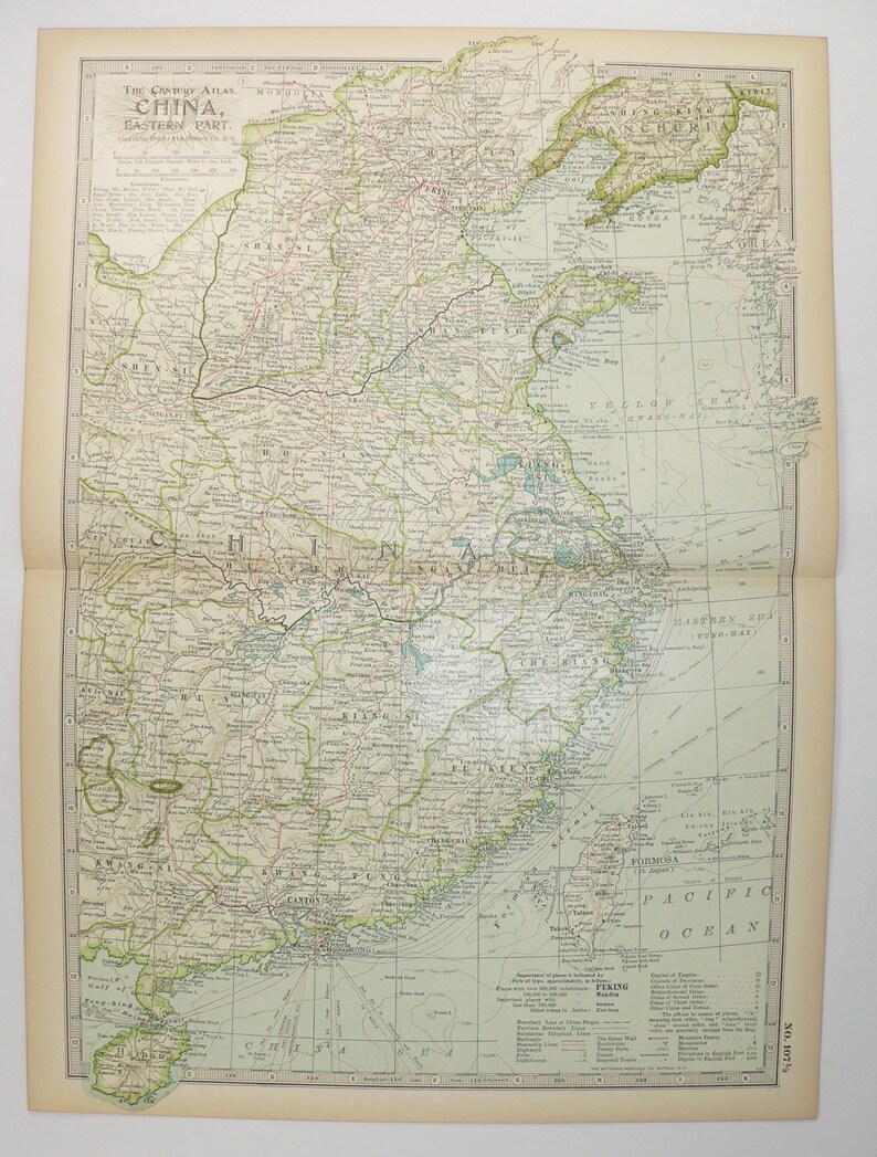 1899 Vintage Map of China Eastern China Century Map - Etsy