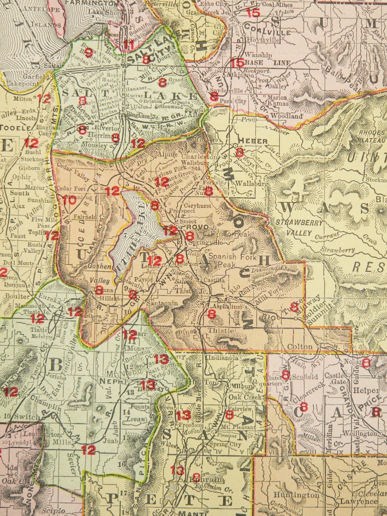 1908 Vintage Utah Map Real Antique Map of Utah Railroad Map - Etsy