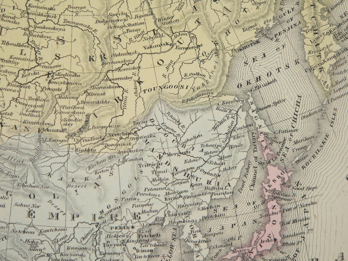 Asia Map China India Map Persian Gulf Malaysia Map 1858 | Etsy