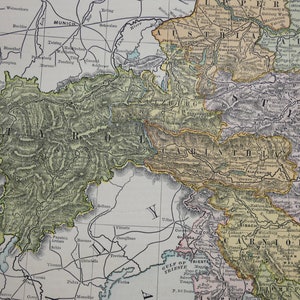 1892 Large Map of Austria Hungary, Bosnia Croatia, Transylvania Map ...