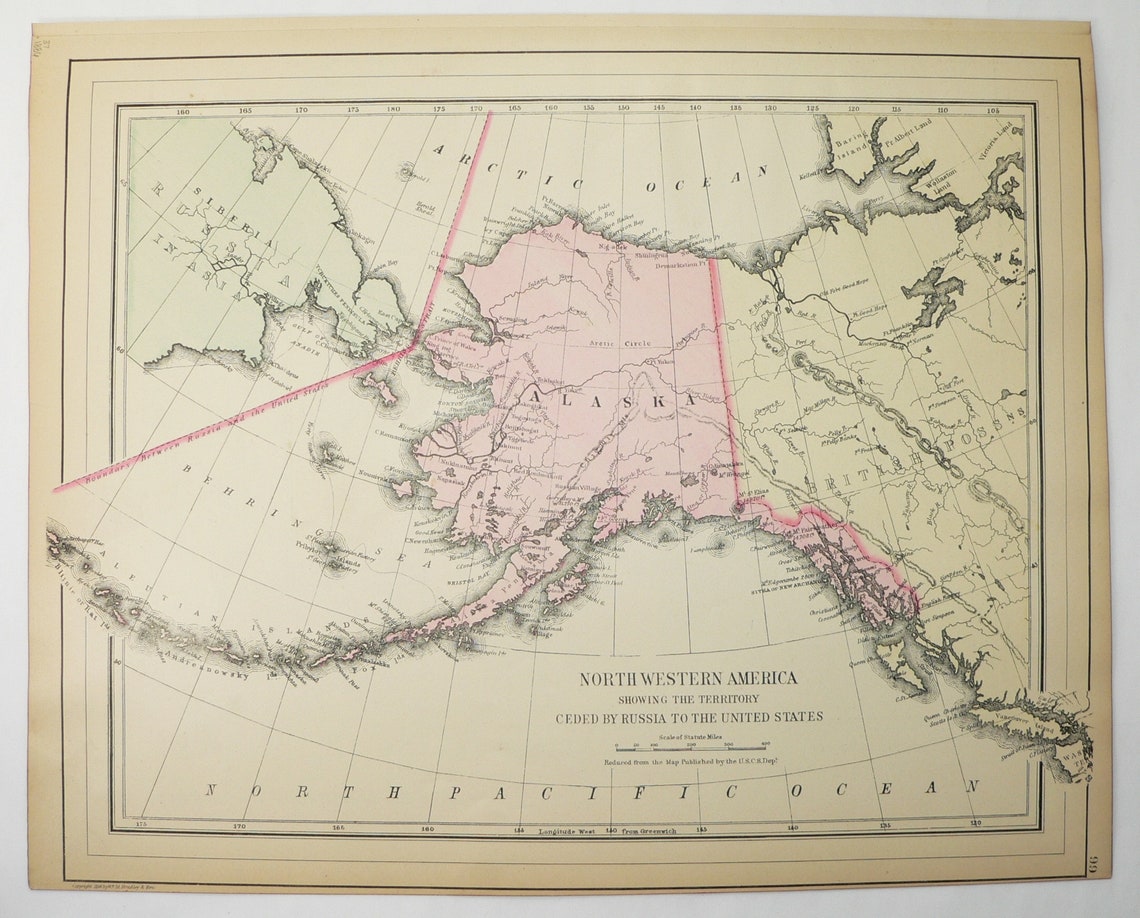 Original Vintage Map of Central America, Cuba 1886 Bradley Map, West ...
