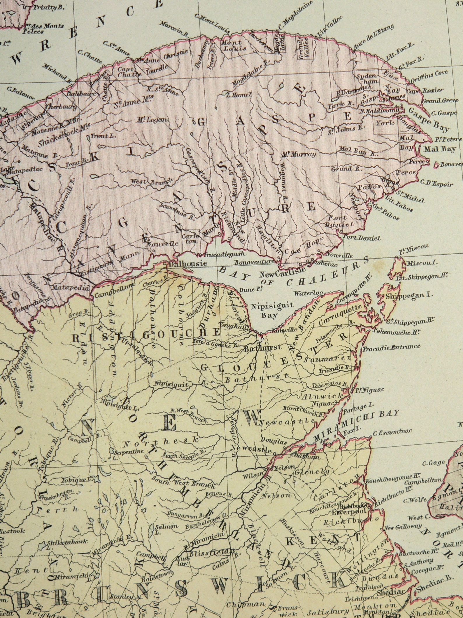 Maritime Canada Map 1873 Large Vintage Map Eastern Canada New | Etsy