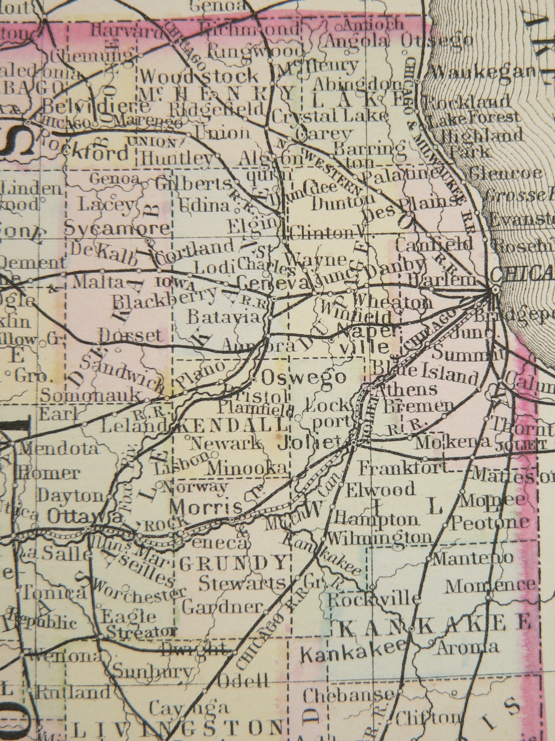 1872 Mitchell Illinois Map, IL Map, Antique Map of Illinois State ...