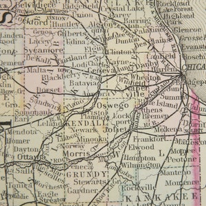 1872 Mitchell Illinois Map, IL Map, Antique Map of Illinois State ...
