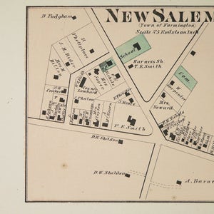 Antique New Salem NY Map Chapinville 1874 Vintage Map Farmington New ...