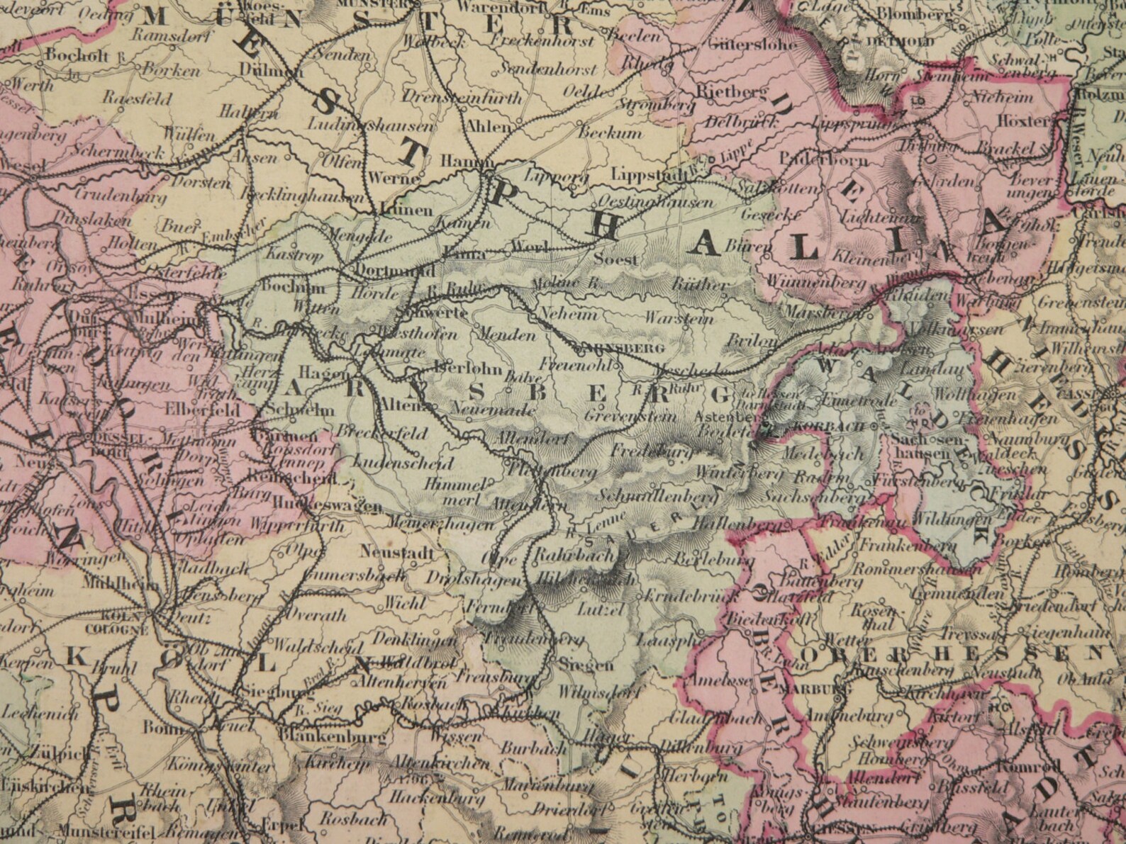 Antique Western Germany Map, 1881 Colton Atlas, Hand-colored - Etsy