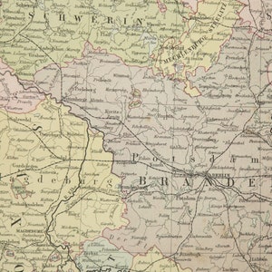 1873 A C Black Germany Map, Original Antique Map West Germany, German ...