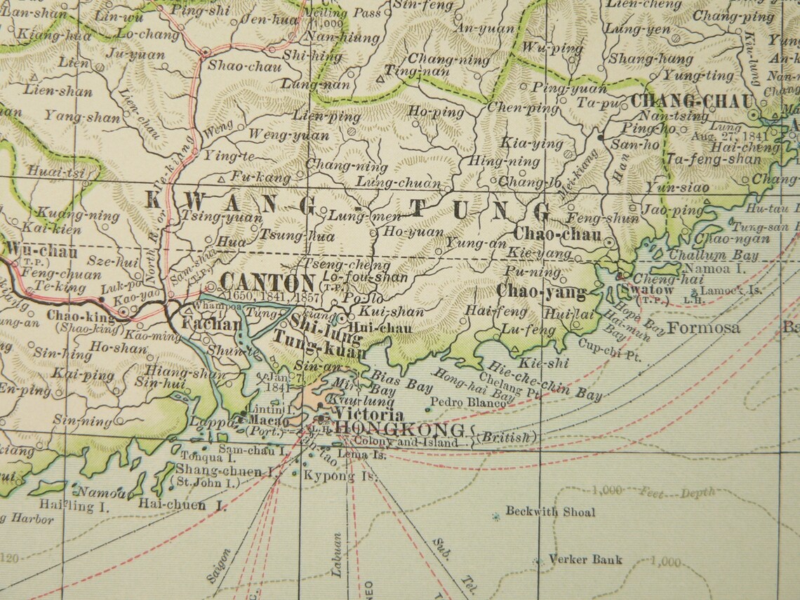 1899 Vintage Map of China, Eastern China Century Map - Etsy