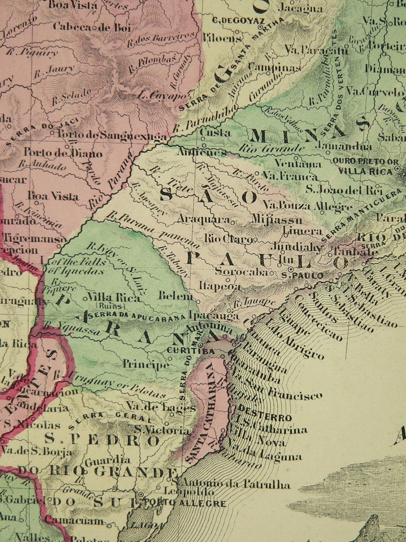 1800s Antique Map of Brazil South America 1863 Johnson Map - Etsy
