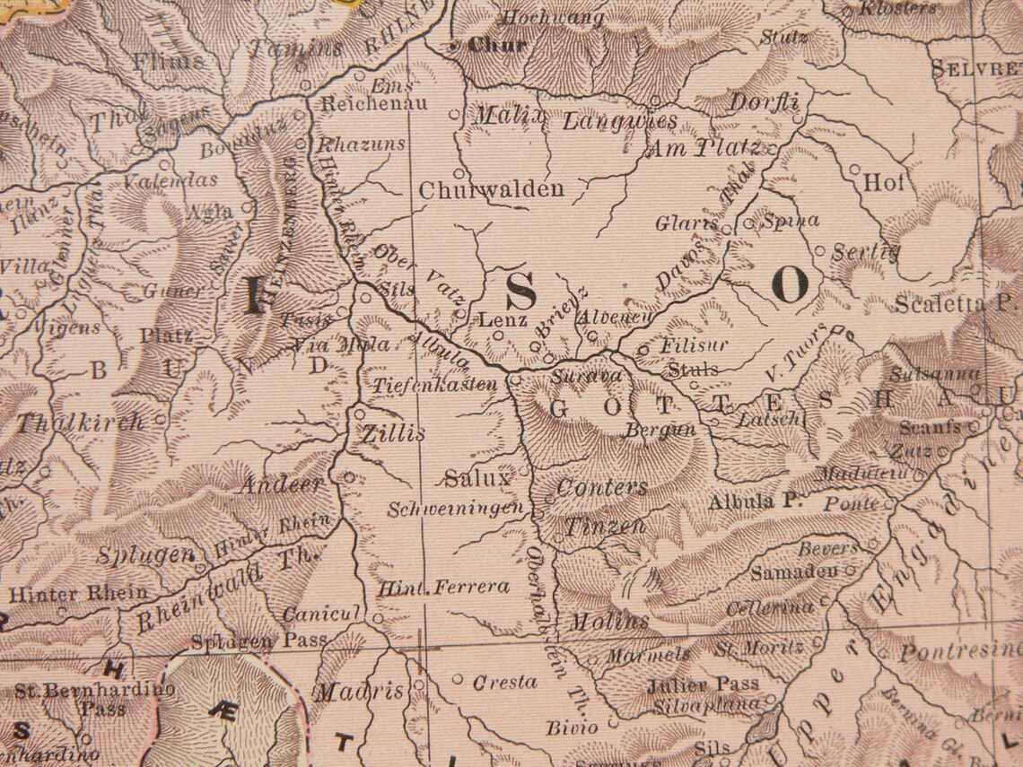 1881 Large Antique Map of Switzerland Rand McNally | Etsy