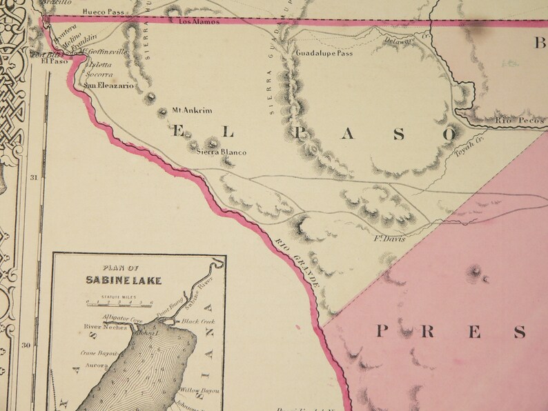 1864 Large Map of Texas Original Antique Texas Map by Johnson | Etsy