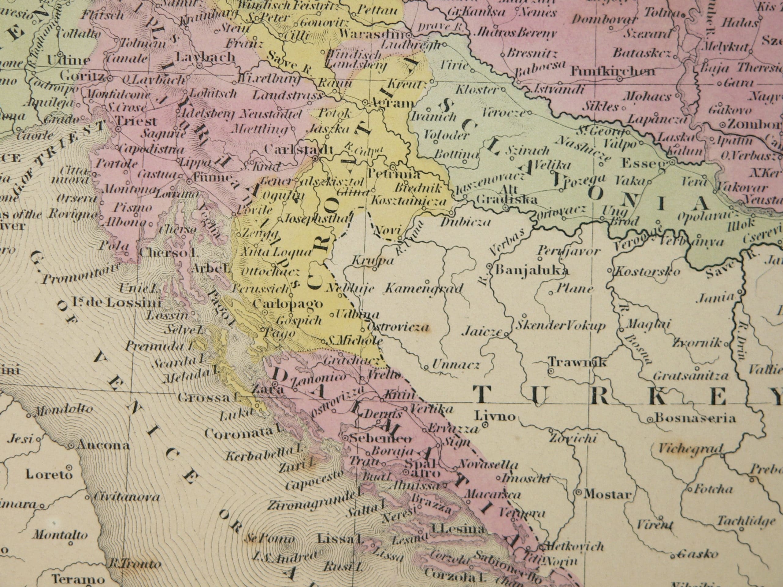 Antique Map Austrian Empire Map 1852 Mitchell Map of Austria | Etsy