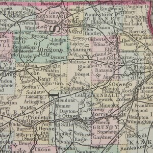 Antique Map of Illinois 1871 Mitchell Illinois Map, Wedding Gift for ...