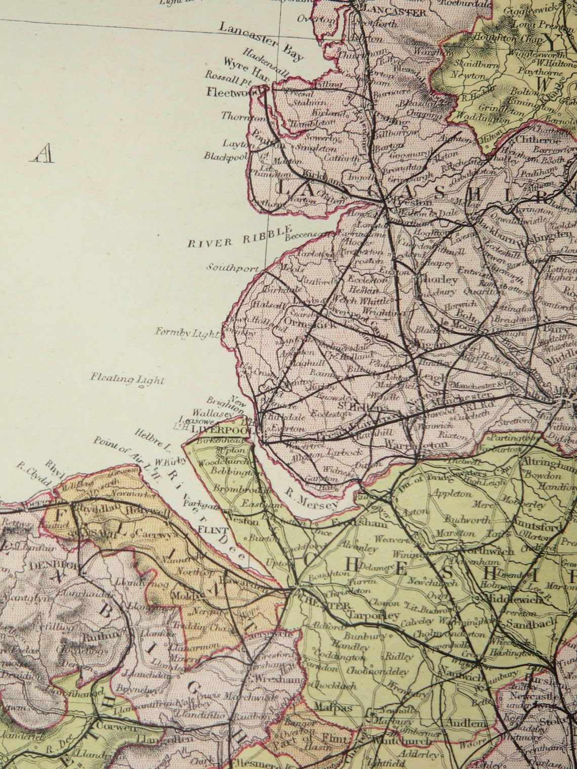 1873 Antique England Map Wales 1873 A C Black Map of England and Wales ...