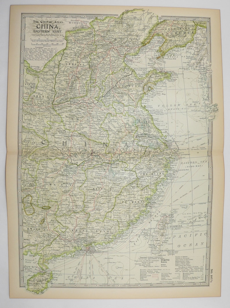 Eastern China Map Antique Art Map 1901 Vintage Map of China - Etsy