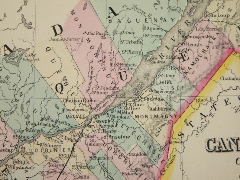 Quebec Map 1860 Mitchell Map East Canada Map Quebec Canada - Etsy