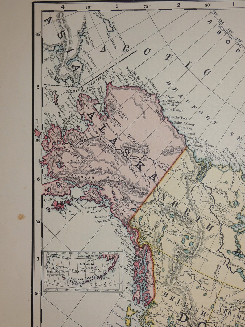 Large 1892 North America Map, United States, Canada, Mexico, Caribbean ...