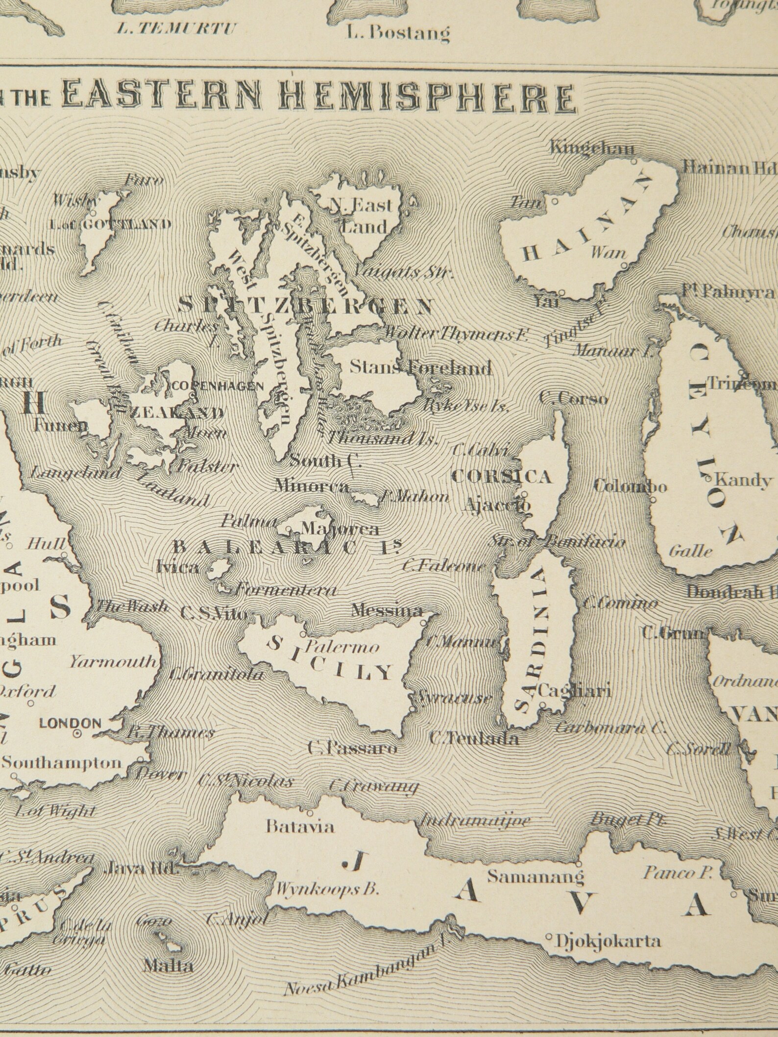 1800s Antique Map World Islands, Old World Map of Lakes 1856 Colton Map ...