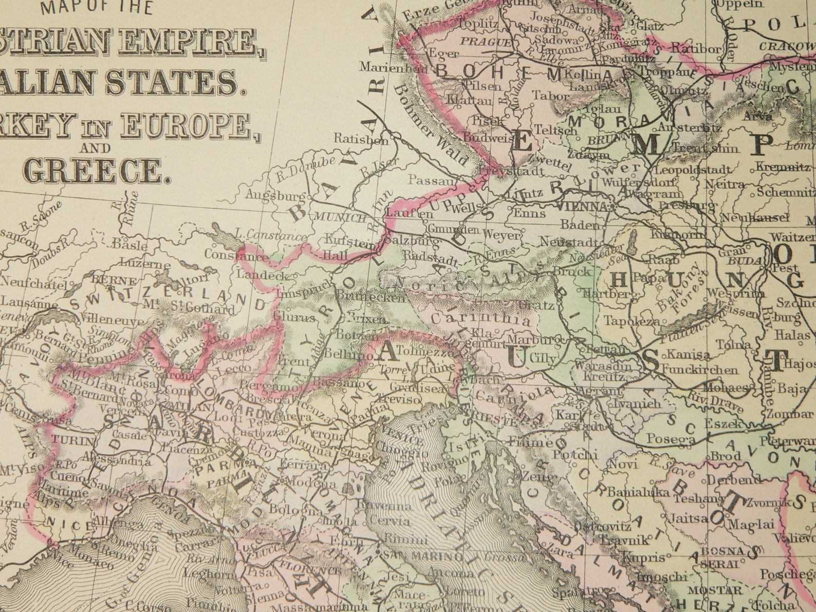 Antique 1886 Map of Austria Italy Turkey in Europe Greece - Etsy