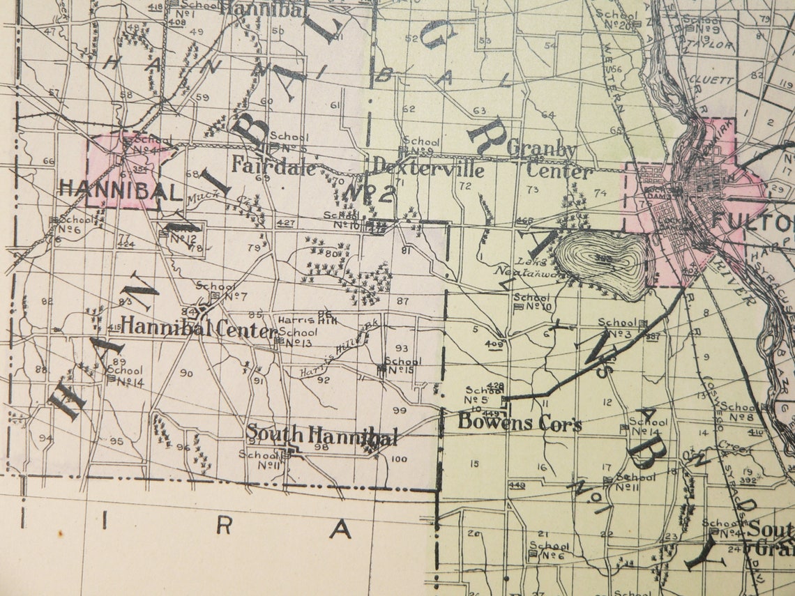 Large Vintage Map Oswego County NY Map New York County 1912 - Etsy