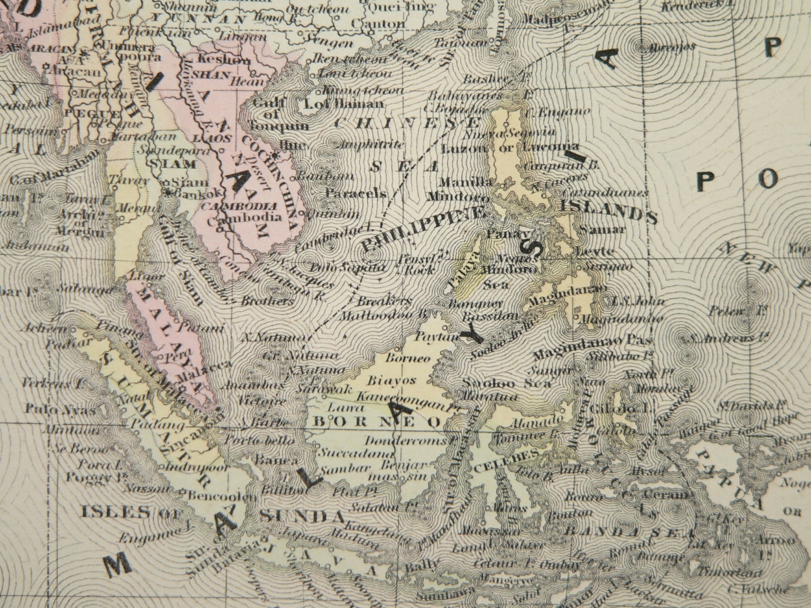 Asia Map China India Map Persian Gulf Malaysia Map 1858 Mitchell Map ...