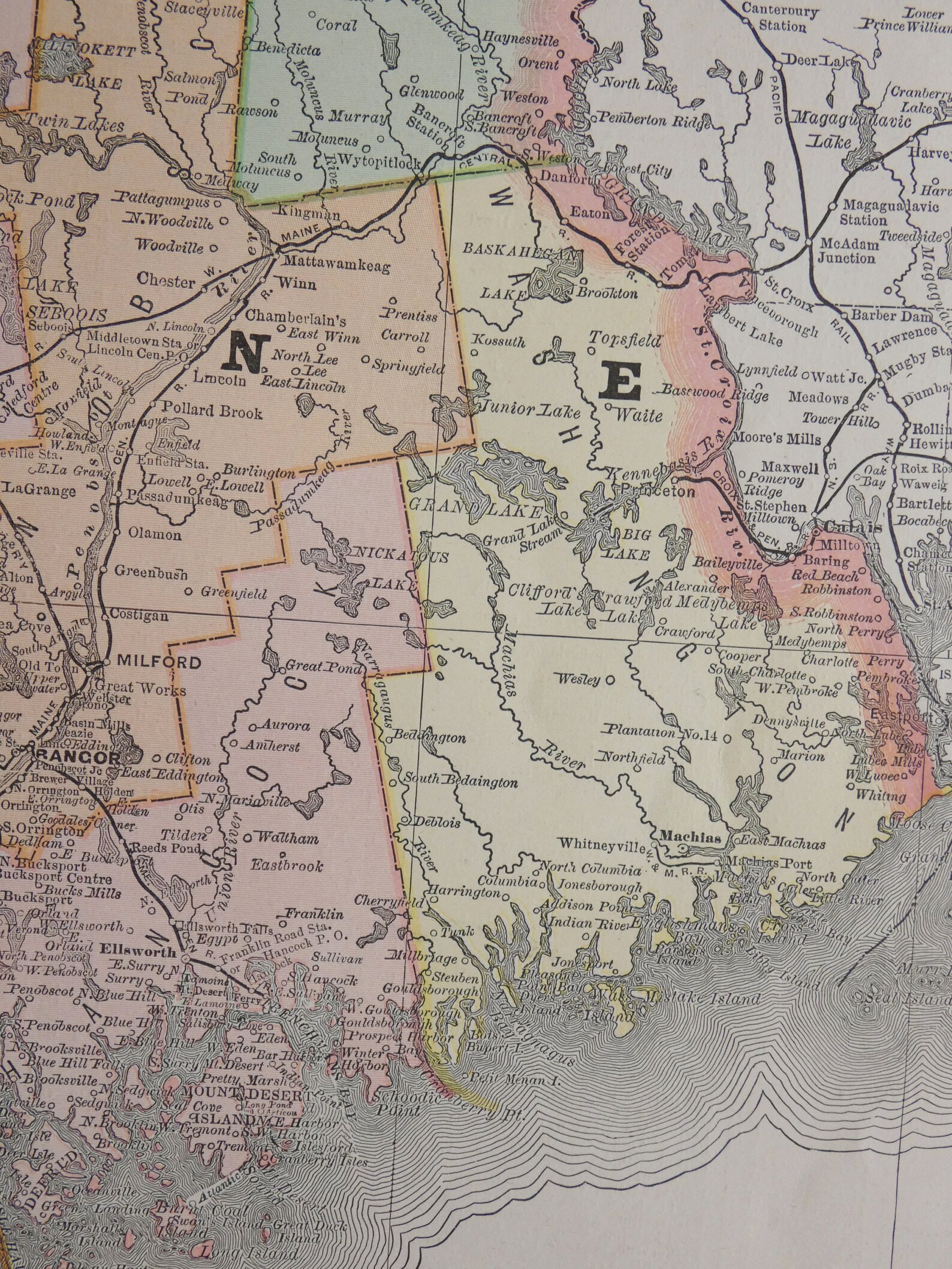 1892 Antique Maine Map Original Vintage Map of Maine Rand - Etsy